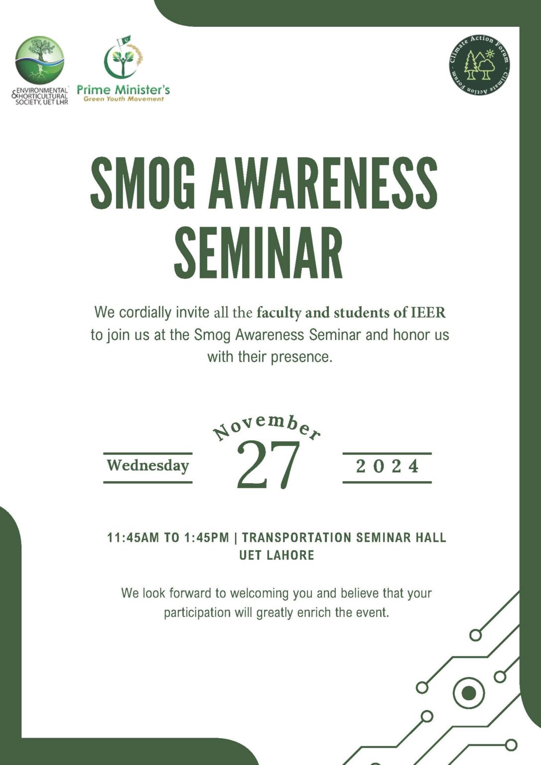 Smog Awareness Seminar – Institute of Environmental Engineering & Research
